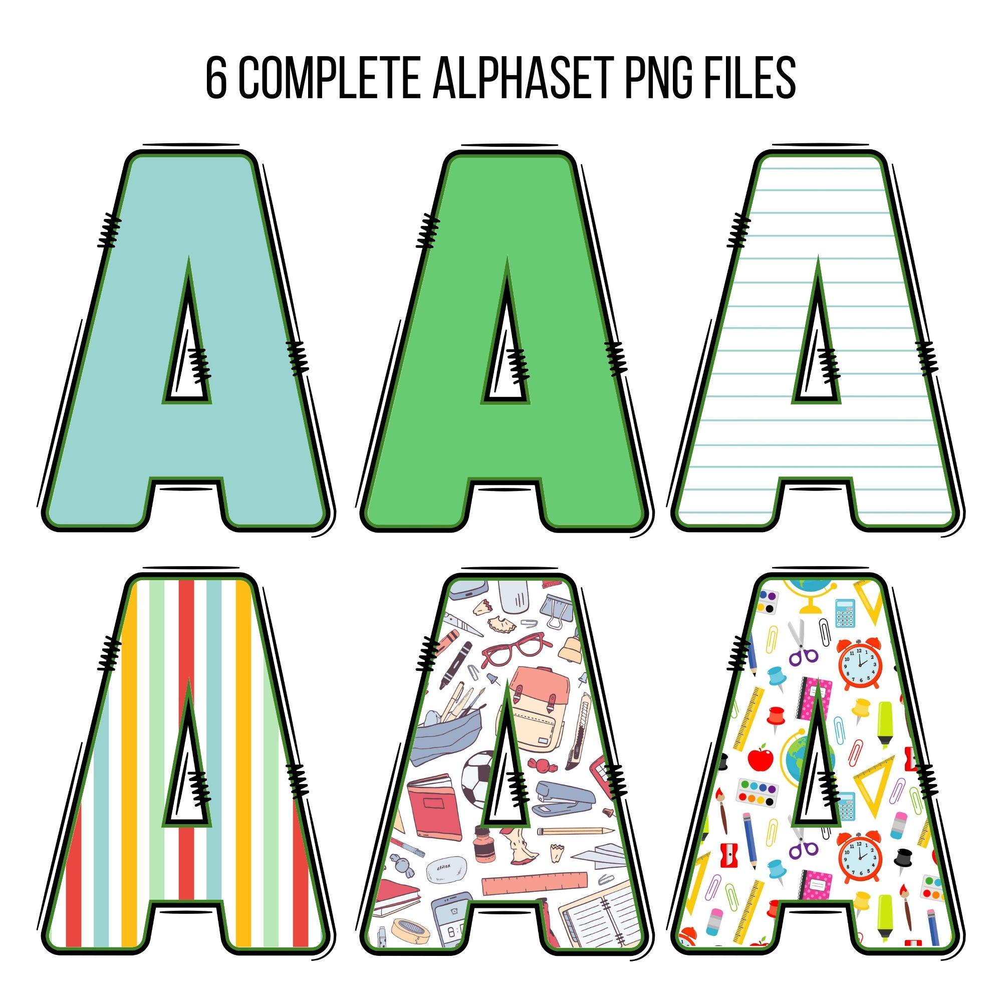 School Teacher Doodle Alphabet Bundle, Teacher PNG Letters, Numbers ...