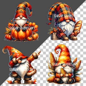 Autumn Gnomes Clipart Bundle Fall Season Digital Clip Art, Cute Gnome ...