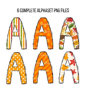 Fall Autumn Doodle Alphabet Bundle, Fall PNG Letters, Numbers ...