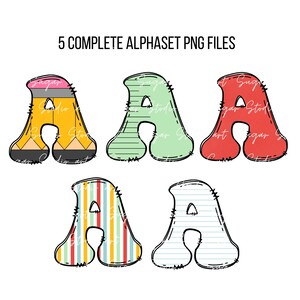 School Teacher Doodle Alphabet Bundle, Teacher PNG Letters, Numbers ...