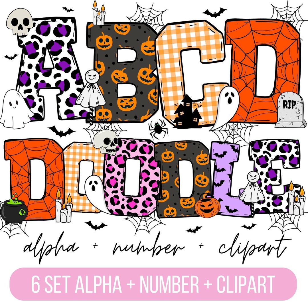 Halloween Leopard Doodle Letters PNG Files, Make Your Own Name, Doodle ...