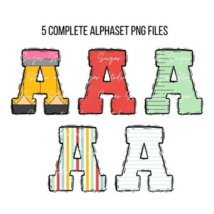 School Teacher Doodle Alphabet Bundle, Teacher PNG Letters, Numbers ...