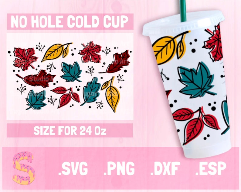 Autumn No Hole SVG, Fall Cup Wrap Svg, No Hole Venti Cold Cups Wrap for ...