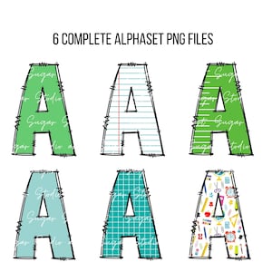 School Teacher Doodle Alphabet Bundle, Teacher PNG Letters, Numbers ...