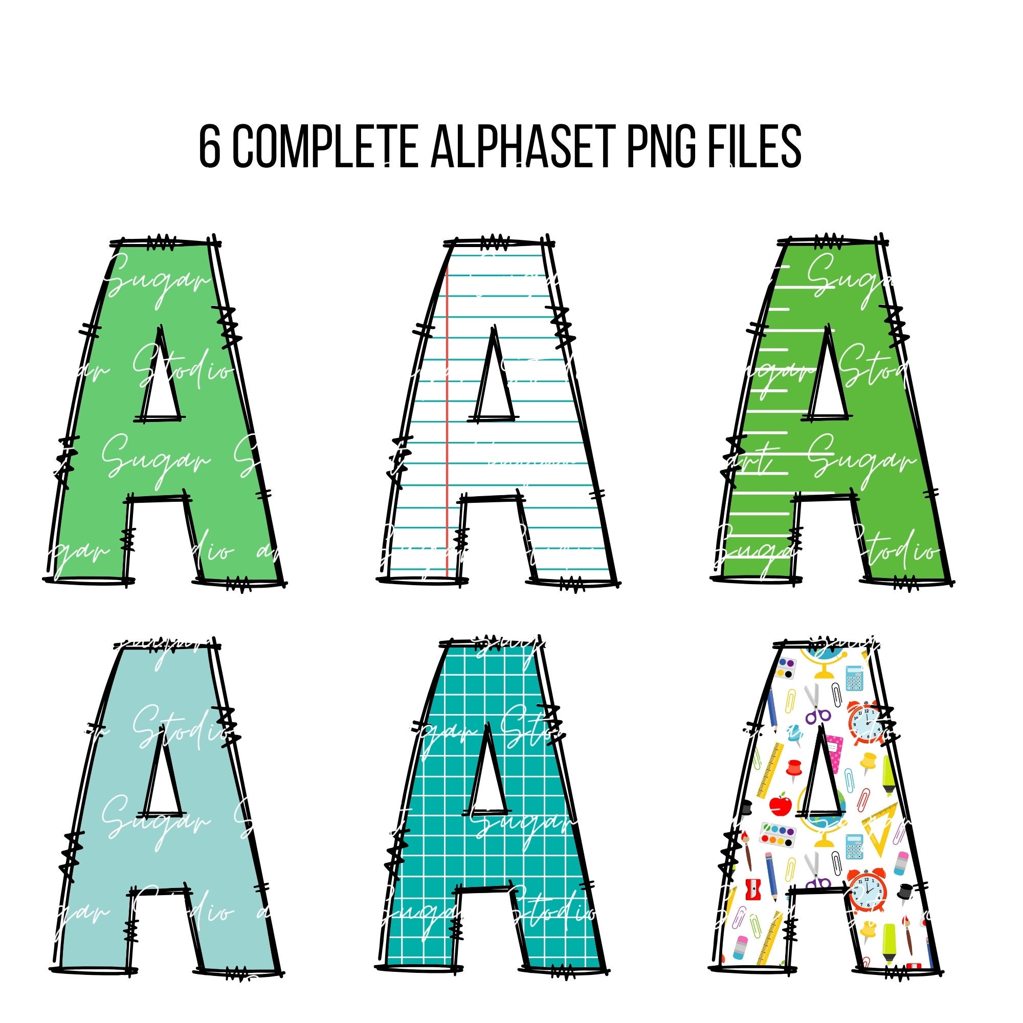 School Teacher Doodle Alphabet Bundle, Teacher PNG Letters, Numbers ...