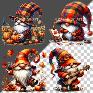 Autumn Gnomes Clipart Bundle Fall Season Digital Clip Art, Cute Gnome ...