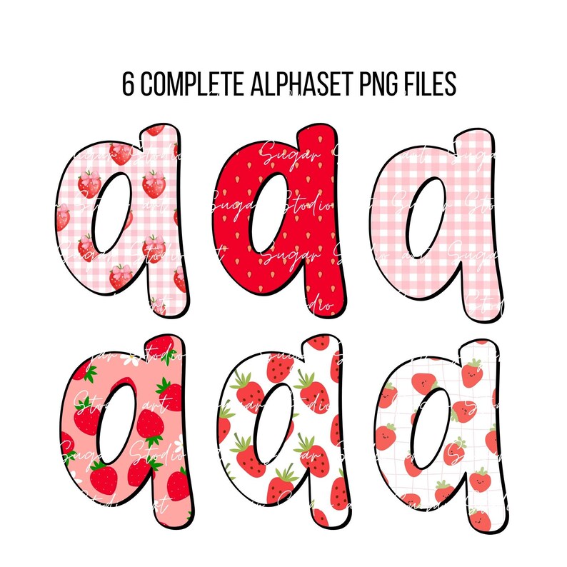 Preppy Strawberry Doodle Alphabet Bundle, Summer Fruits PNG Letters ...