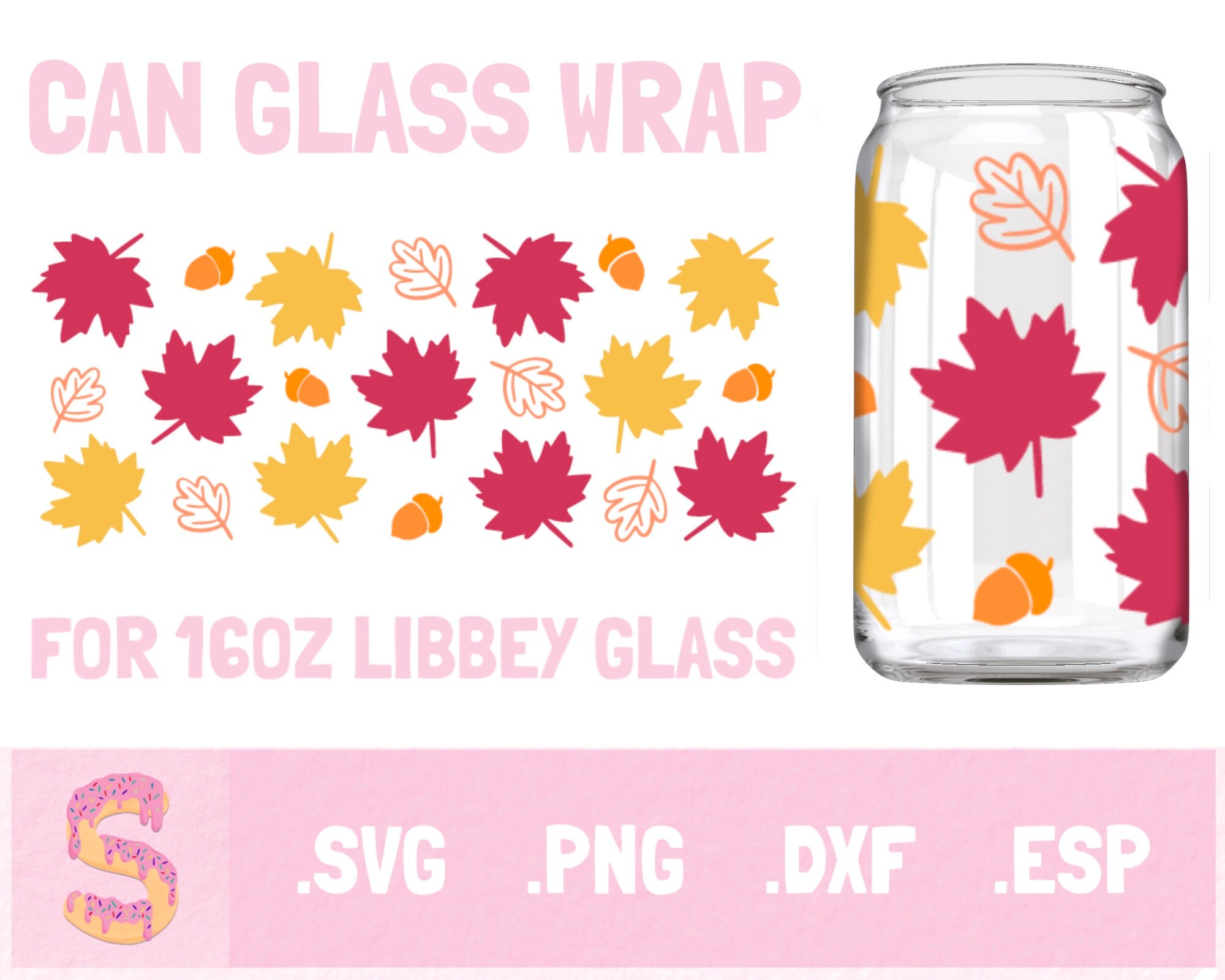 9 Autumn Can Glass Wrap SVG Fall Libbey Svg Pumpkin Svg - Etsy