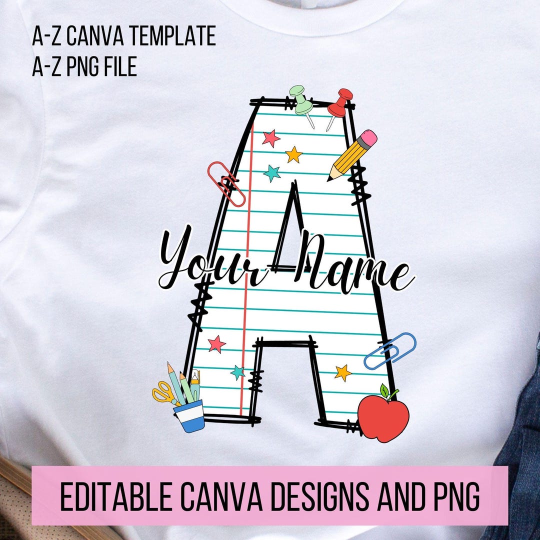 Editable Teacher School Doodle Letters Png, Back to School Canva ...