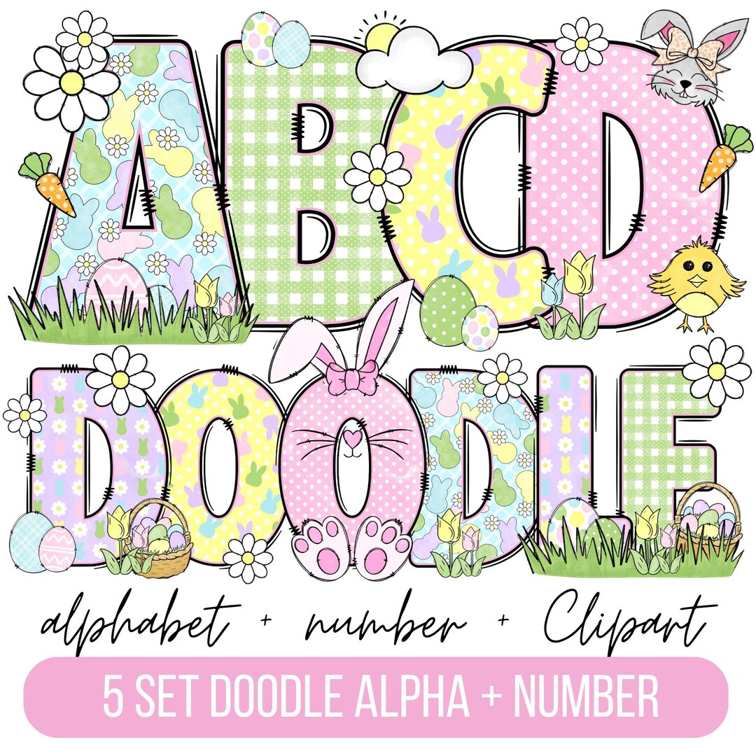 Easter Day Alphabet Letters PNG Bundle #2, Easter Clipart Png, Bunny ...