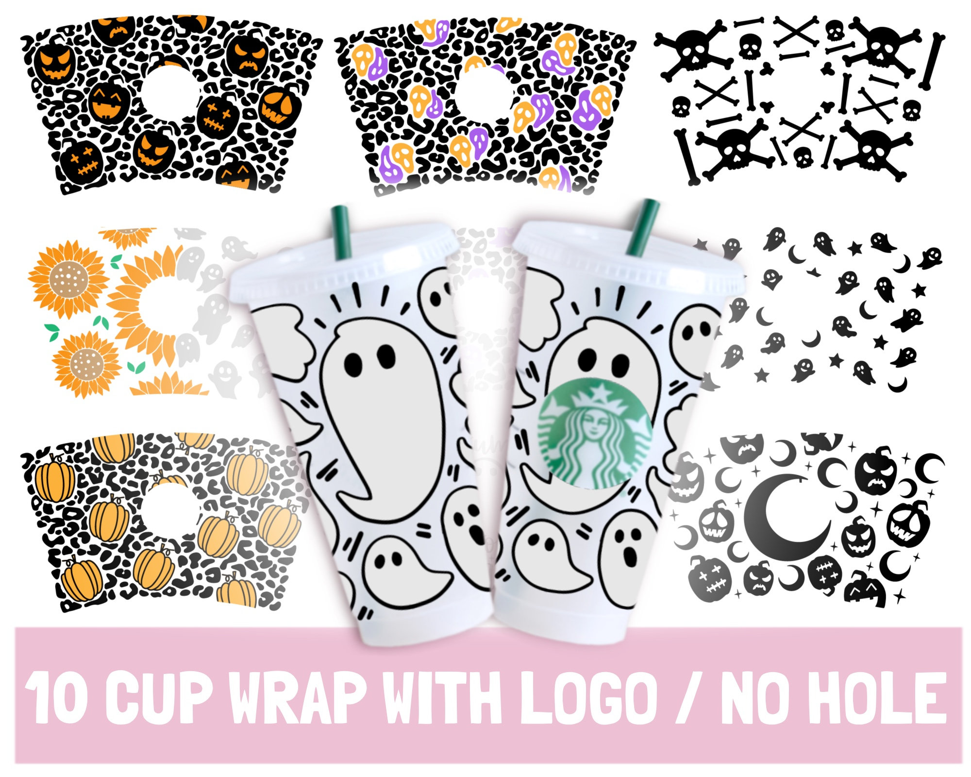 Halloween No Hole and With Hole Cup Wrap Svg Bundle Halloween - Etsy