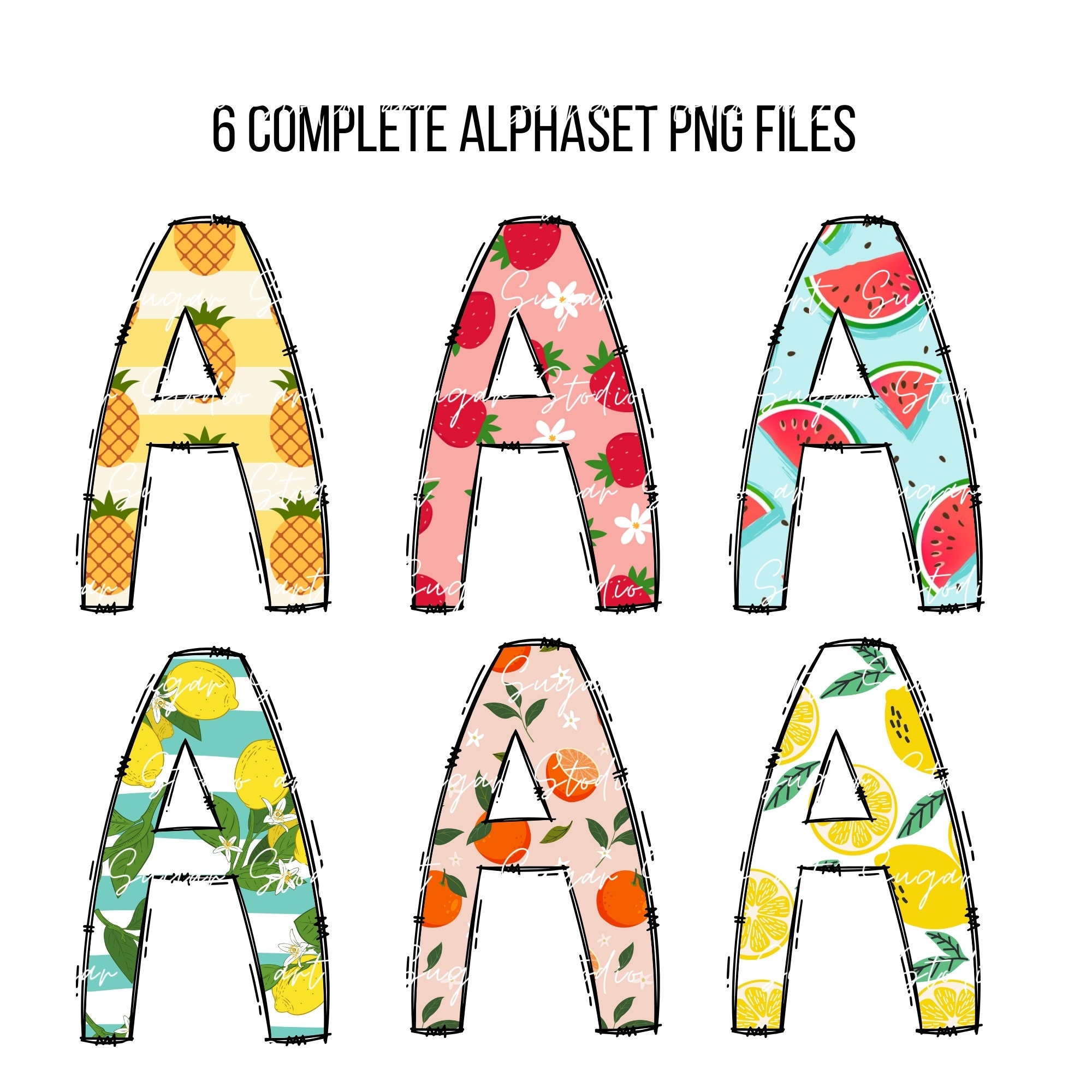 Summer Alphabet Letters PNG Bundle, Summer Clipart Png, Fruit Doodle ...