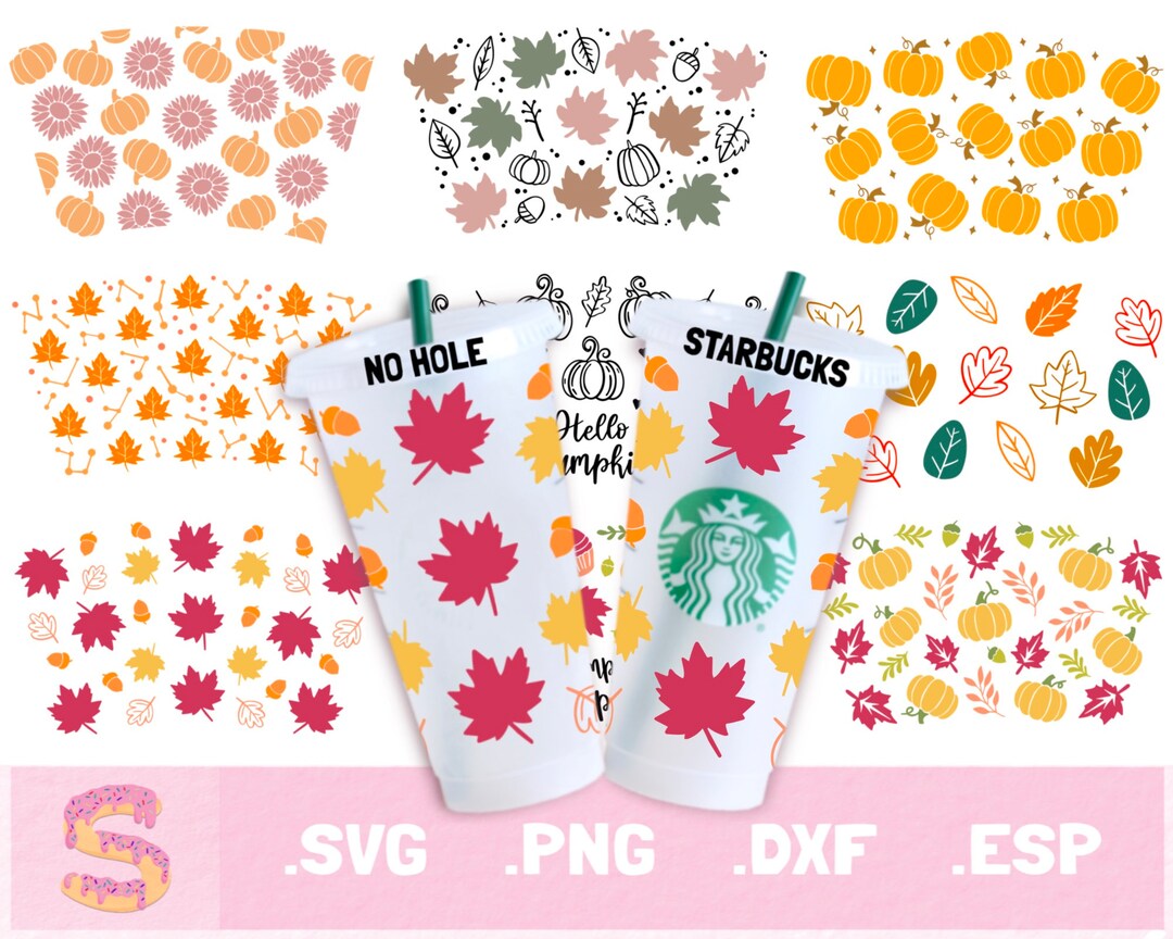 Autumn No Hole SVG, Fall Cup Wrap Svg, No Hole Venti Cold Cups Wrap for ...