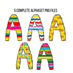 Fiesta Doodle Alphabet Bundle, Fiesta PNG Letters, Numbers ...