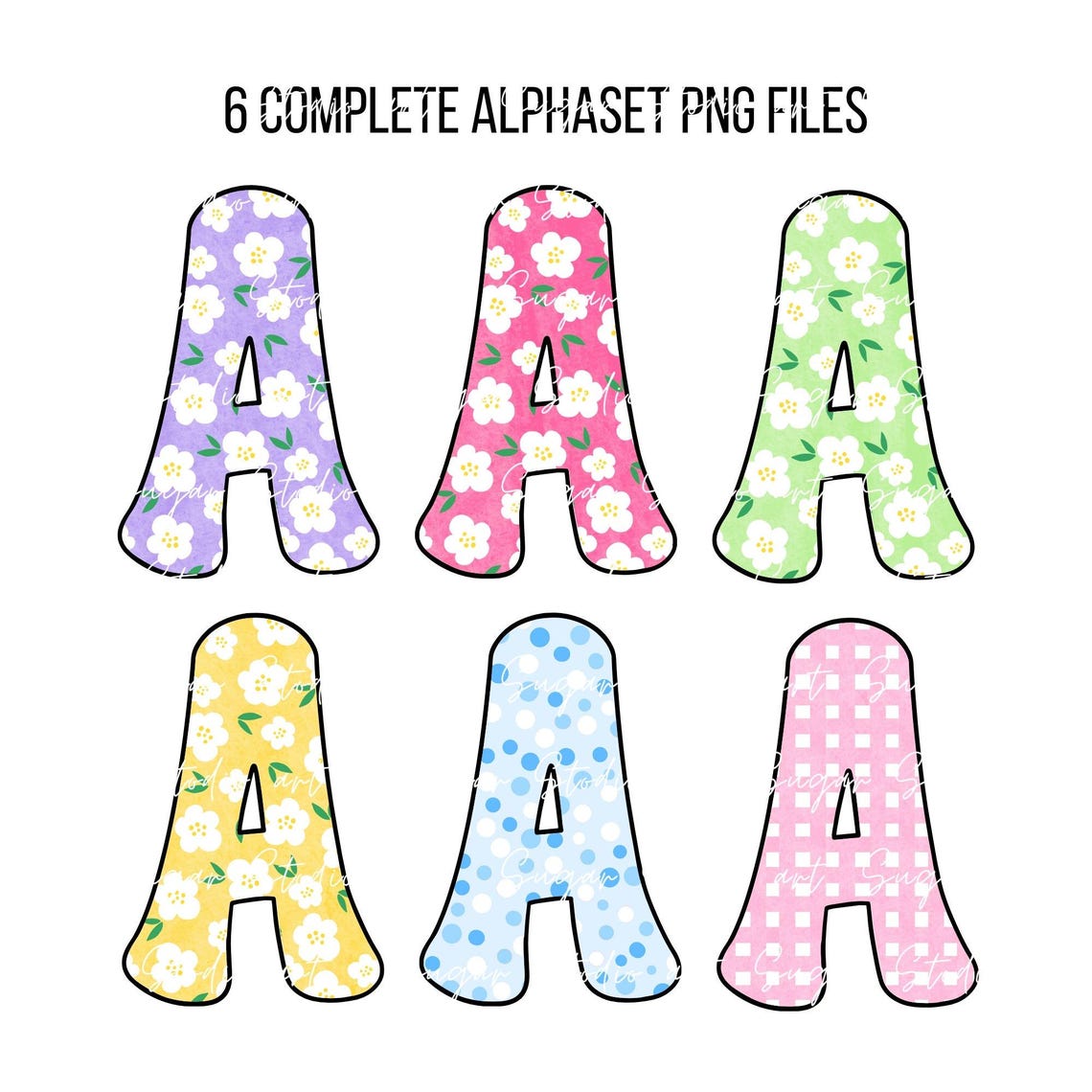 Spring Floral Alphabet Letters PNG, Watercolor Doodle Alpha Set ...