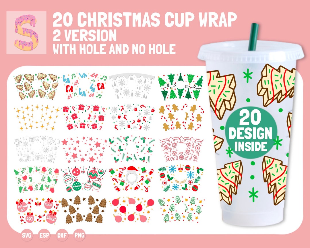 20 Cup Wrap Svg Bundle, Christmas SVG, Coffee Wrap Christmas Svg ...