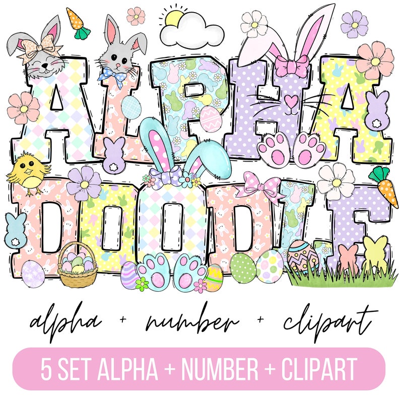 Easter Day Alphabet Letters PNG Bundle, Easter Clipart Png, Bunny ...