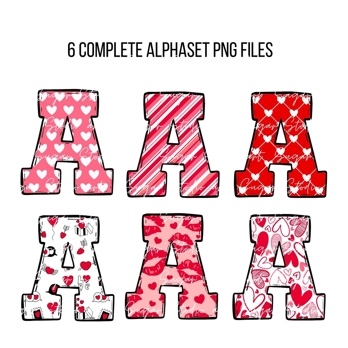 Valentine Doodle Letters, Valentines Alphabet PNG, Valentines Day ...