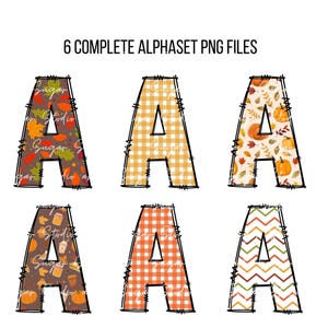 Thanksgiving Doodle Alphabet Bundle, Autumn PNG Letters, Numbers ...