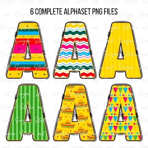 Fiesta Doodle Alphabet Bundle, Fiesta PNG Letters, Numbers ...