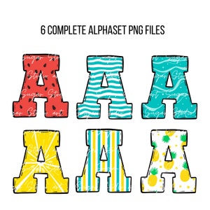 Summer Alphabet Letters PNG Bundle, Summer Clipart Png, Beach Doodle ...