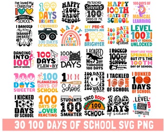 100 Days of School Svg Png Bundle, 100th Day of School Svg Png Cricut ...