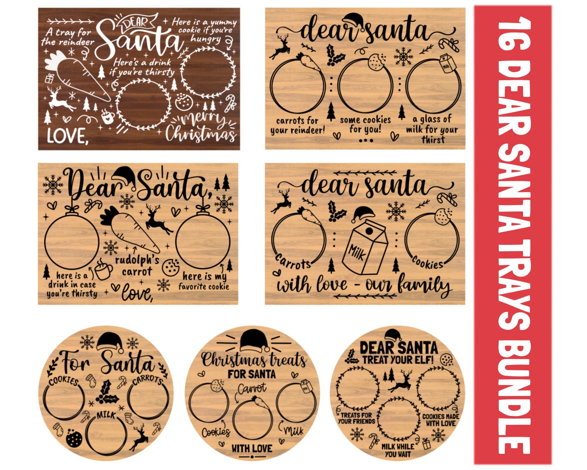 16 Dear Santa Tray SVG Christmas Bundle SVG Santa Tray SVG - Etsy