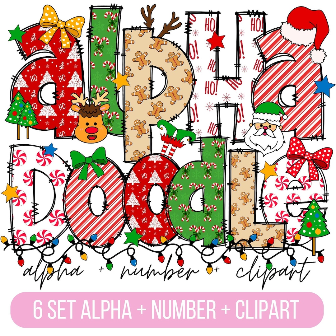 Christmas Doodle Letters, Christmas Alphabet PNG, Christmas Letters ...