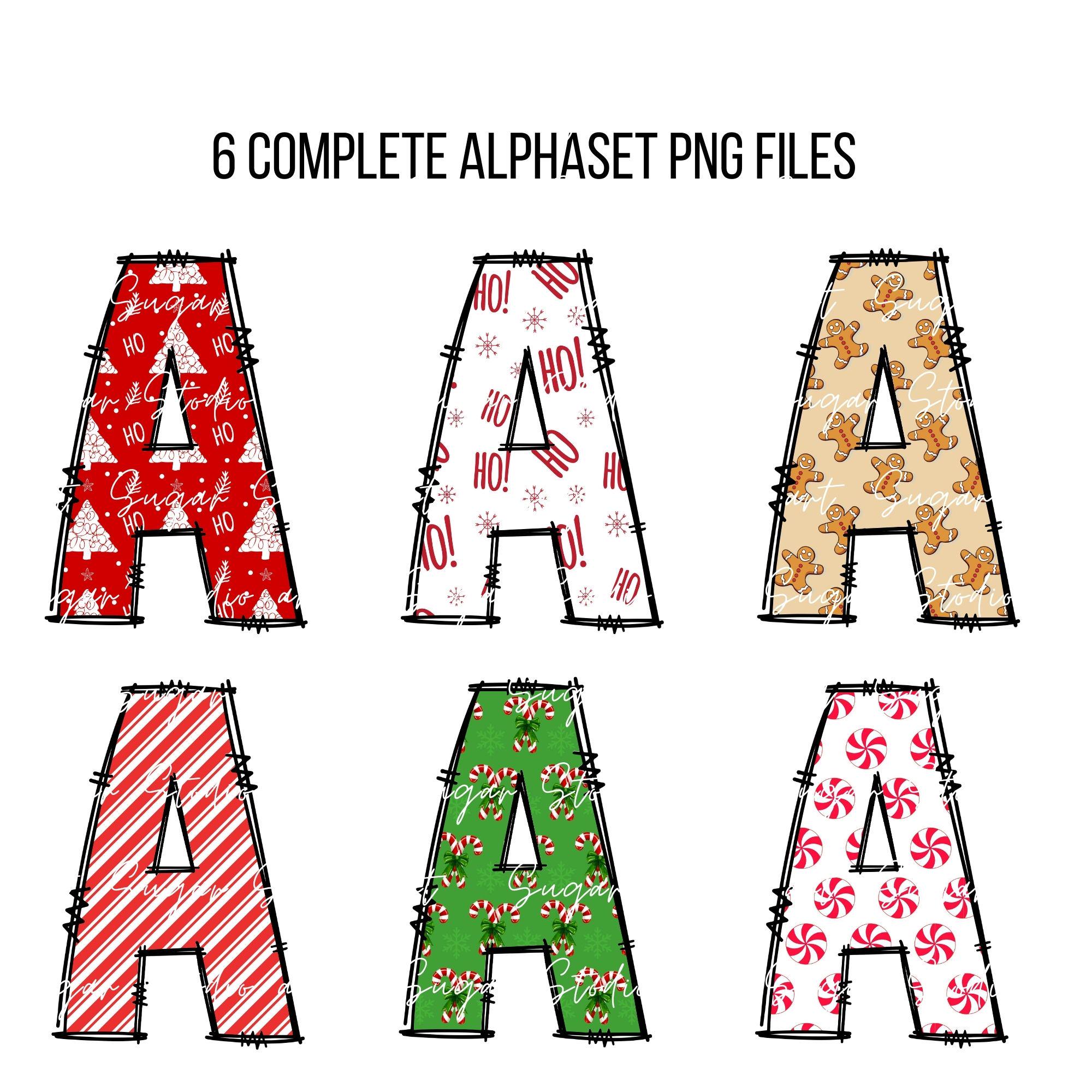 Christmas Doodle Letters, Christmas Alphabet PNG, Christmas Letters ...