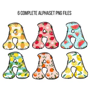 Summer Alphabet Letters PNG Bundle, Summer Clipart Png, Fruit Doodle ...