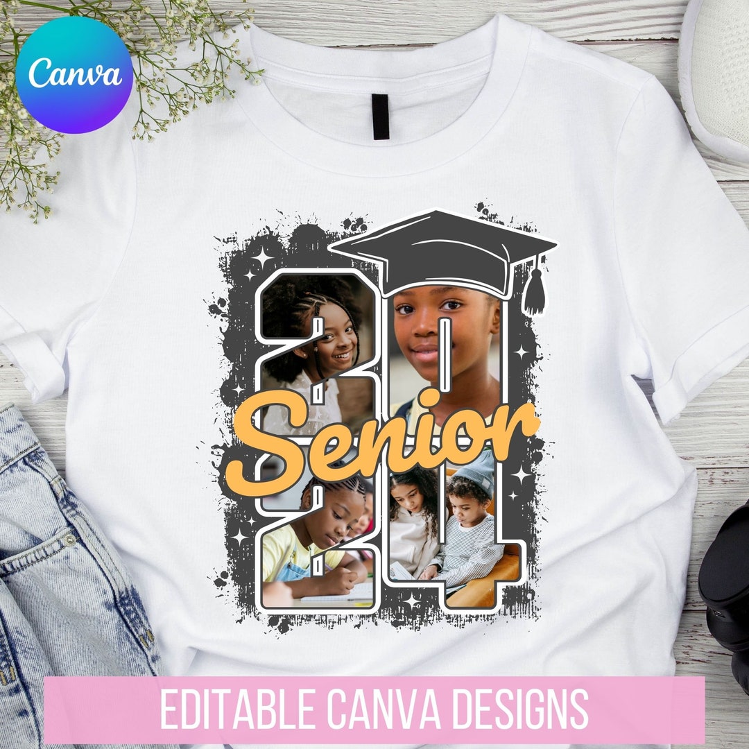 Editable Senior 2024 Template for Canva Easy Drag and Drop Pictures ...