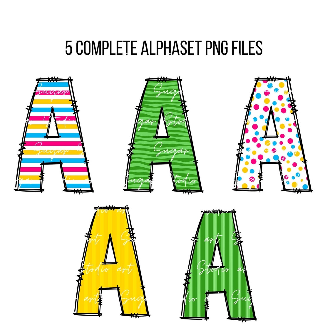 Fiesta Doodle Alphabet Bundle, Fiesta PNG Letters, Numbers ...