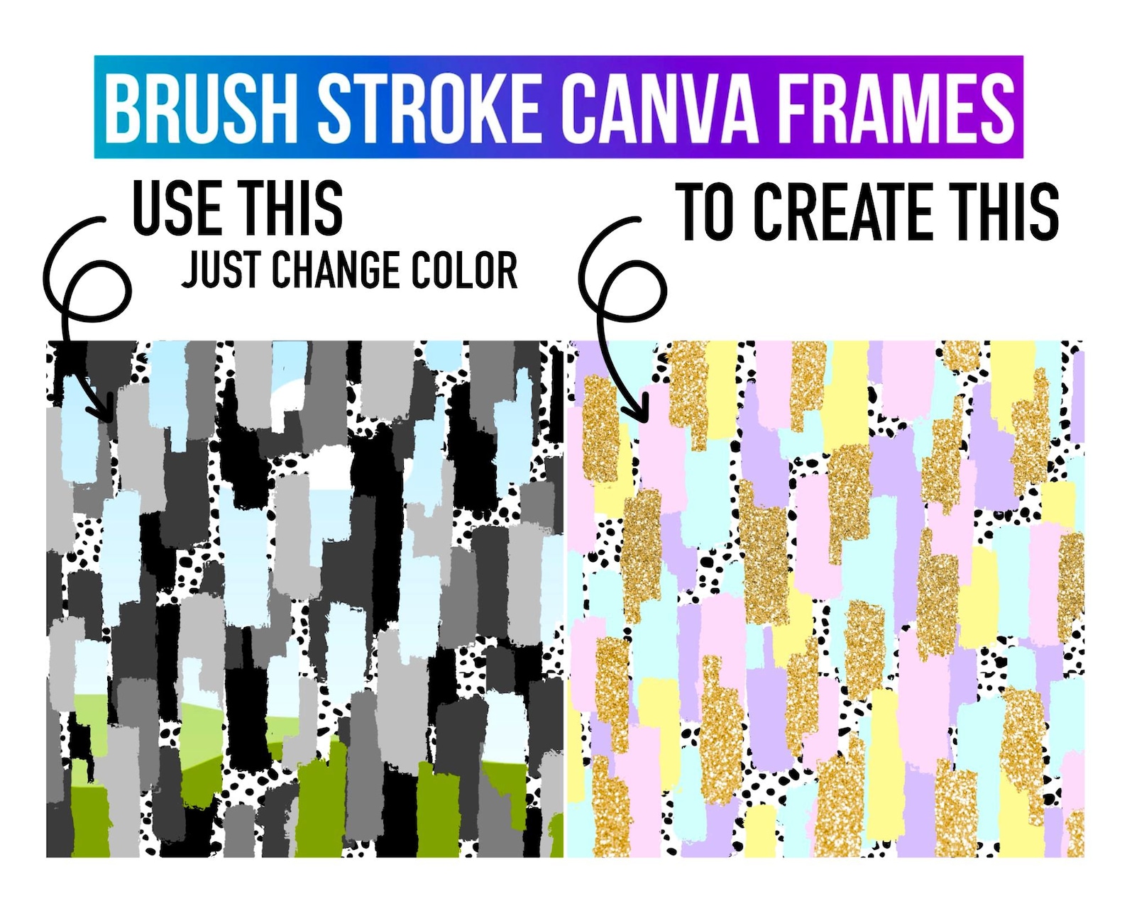 Brush Stroke Canva Frame Template, Canva Frames, Paint Stroke Frame ...