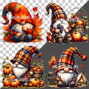 Autumn Gnomes Clipart Bundle Fall Season Digital Clip Art, Cute Gnome ...