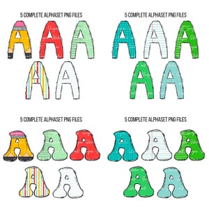 Pack4 School Teacher Doodle Alphabet Bundle, Teacher PNG Letters ...