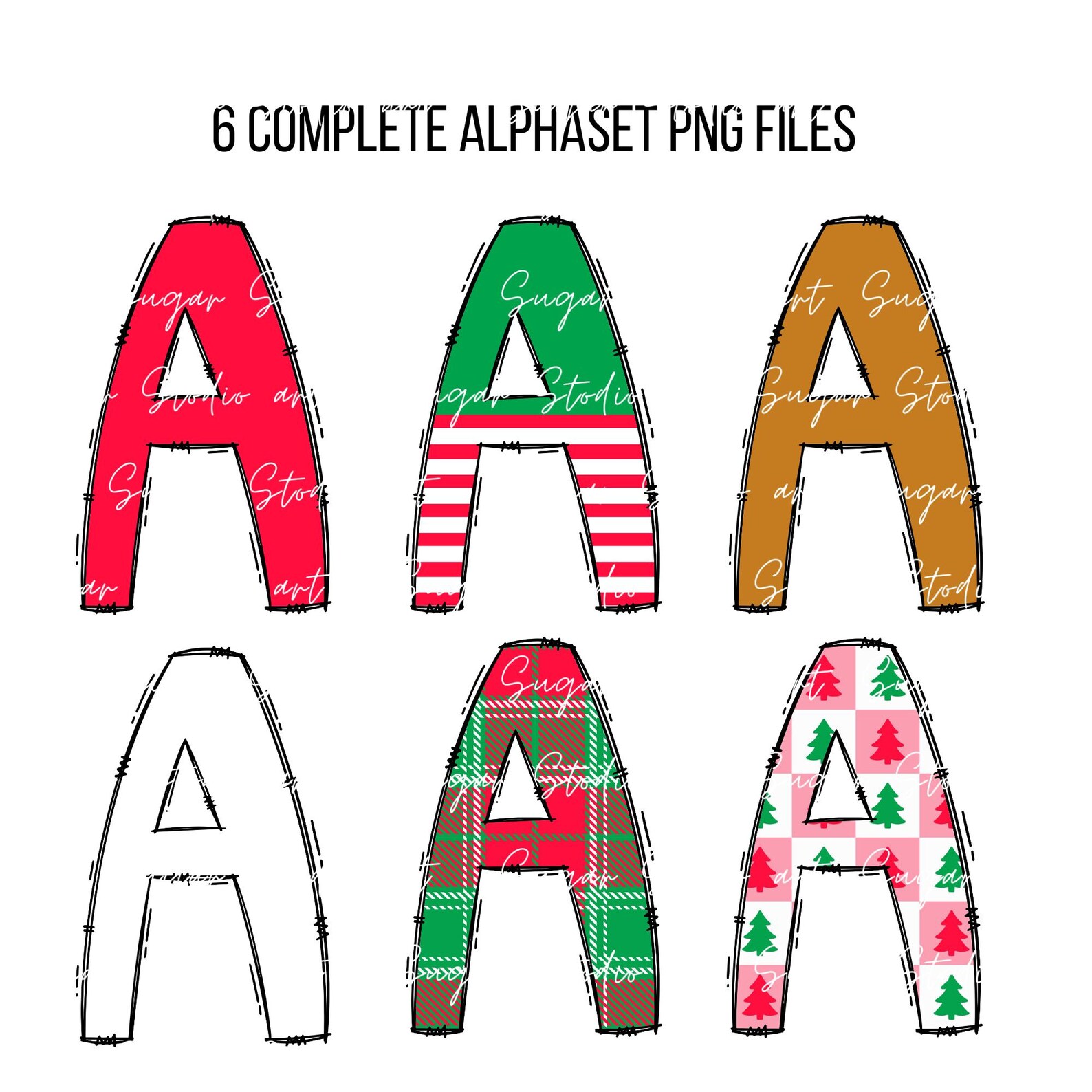 Christmas Doodle Alphabet Bundle, Santa PNG Letters, Numbers ...
