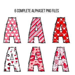 Valentine Doodle Letters, Valentines Alphabet PNG, Valentines Day ...