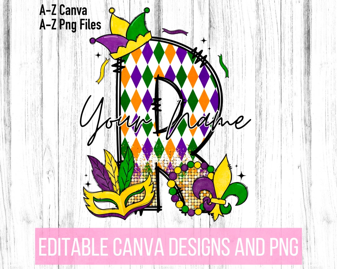 EDITABLE Mardi Gras Beads Louisiana Fleur De Lis Doodle Letter, Mardi ...