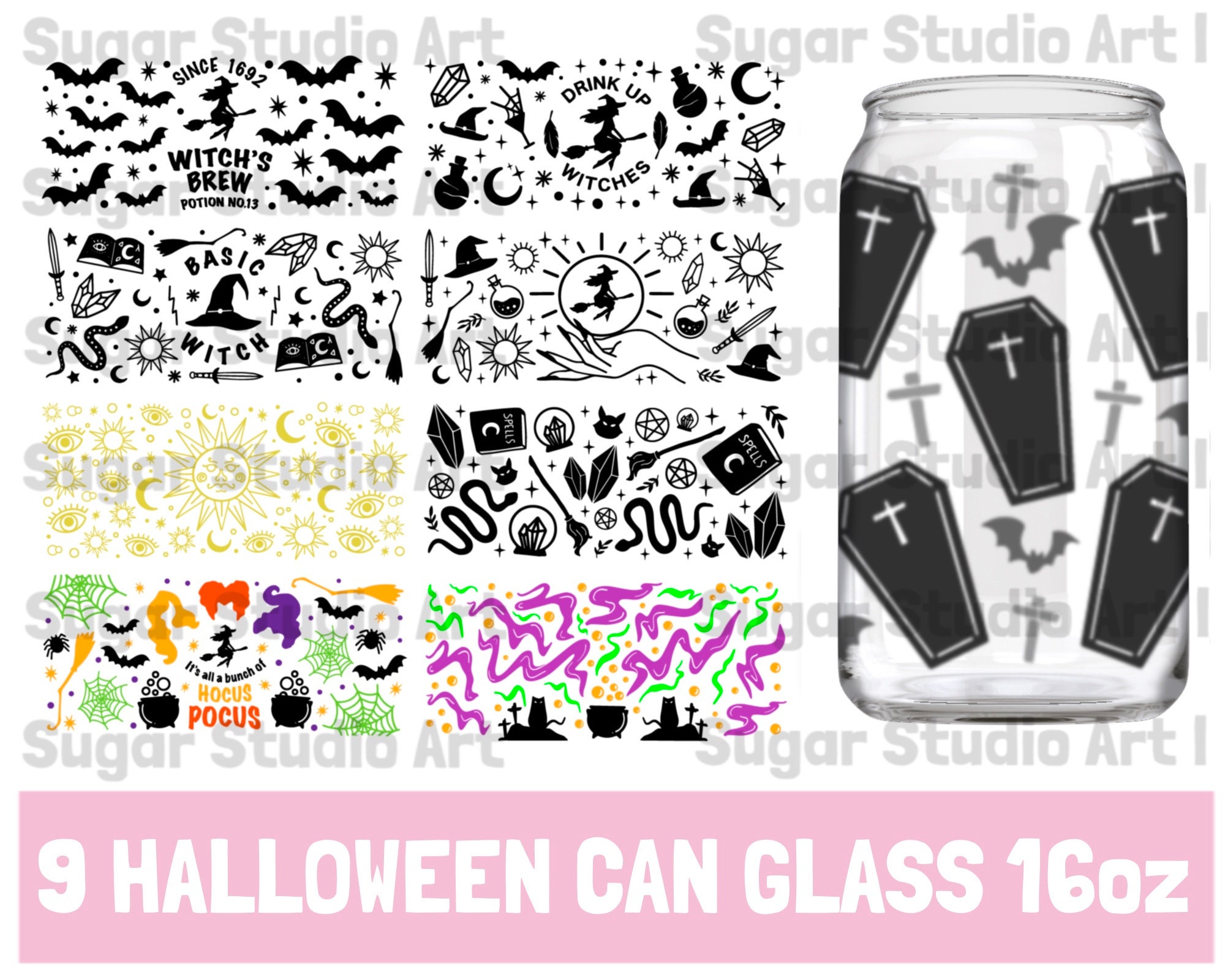 Halloween Can Glass Svg Bundle 16oz Libbey Full Wrap Svg - Etsy