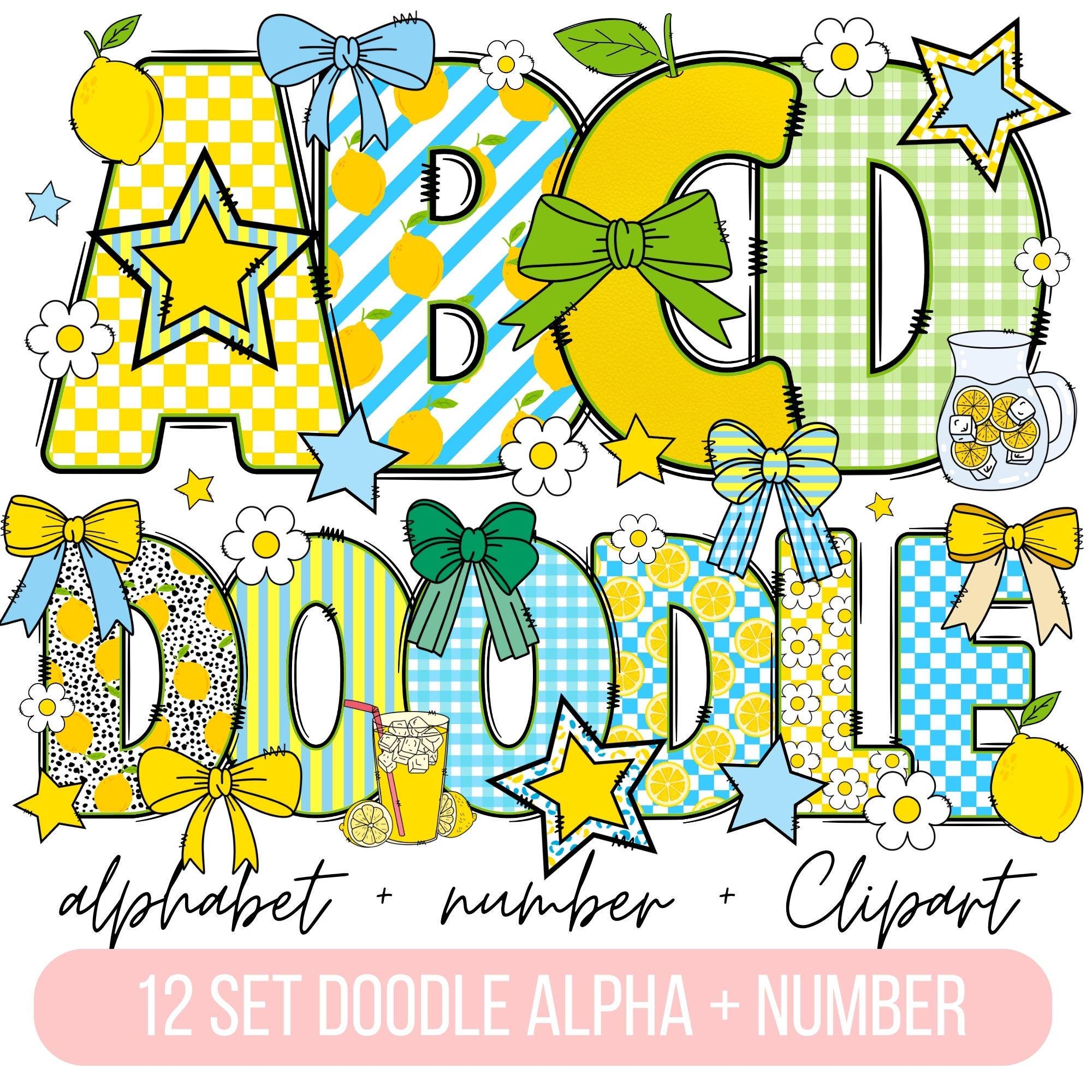Summer Lemon Alphabet PNG, Preppy Summer Vibes Letter,lemons Doodle ...