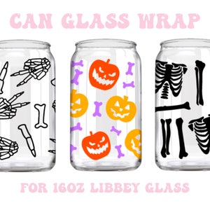 Halloween Can Glass Svg Bundle, 16oz Libbey Full Wrap Svg, Halloween ...