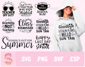 Teacher Svg Bundle Teacher Summer Svg End of the Year Png End of School ...