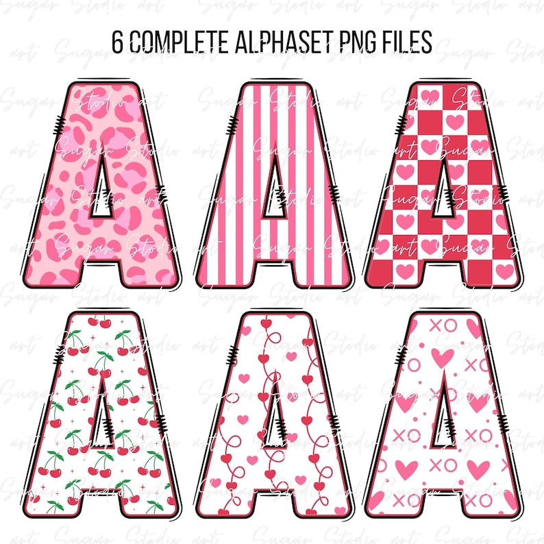 Valentine Doodle Letters V3, Valentines Alphabet PNG, Valentines Day ...