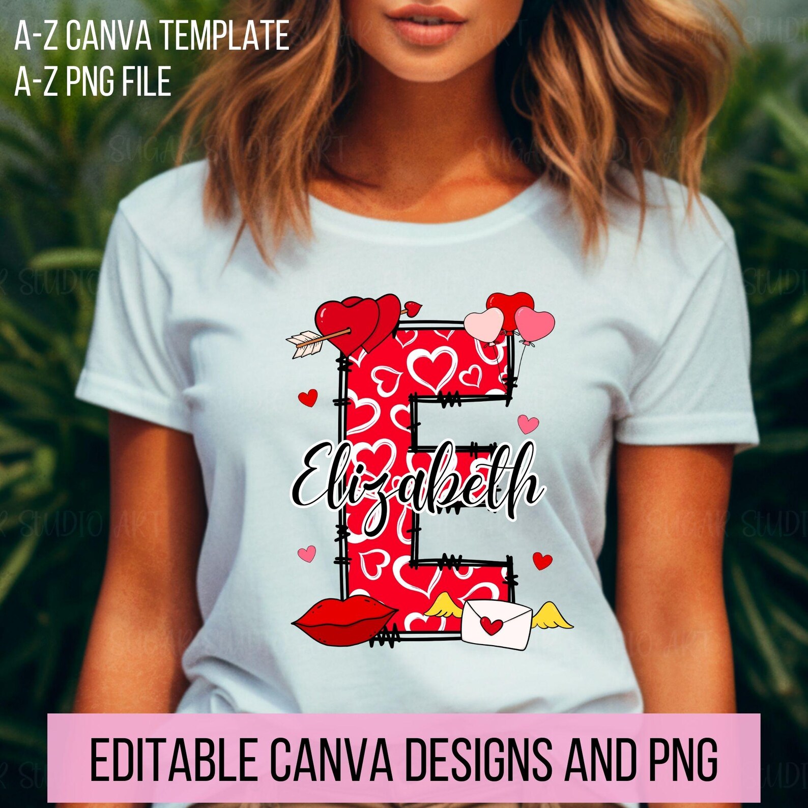 Editable Valentine's Day Pink Hearts Doodle Letter, Canva Template ...