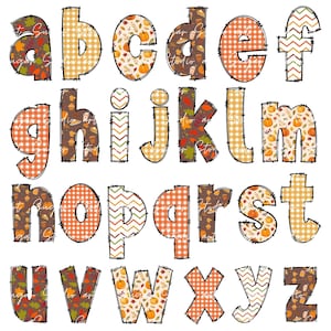 Thanksgiving Doodle Alphabet Bundle, Autumn PNG Letters, Numbers ...