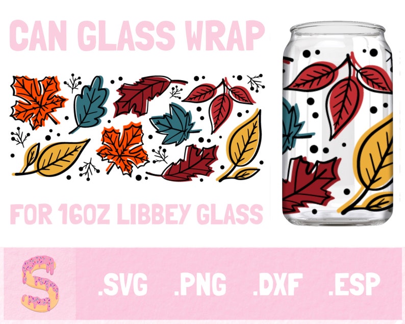 18pack Autumn Can Glass Wrap SVG Fall Libbey Svg Pumpkin - Etsy