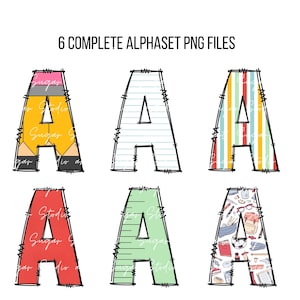 School Teacher Doodle Alphabet Bundle, Teacher PNG Letters, Numbers ...