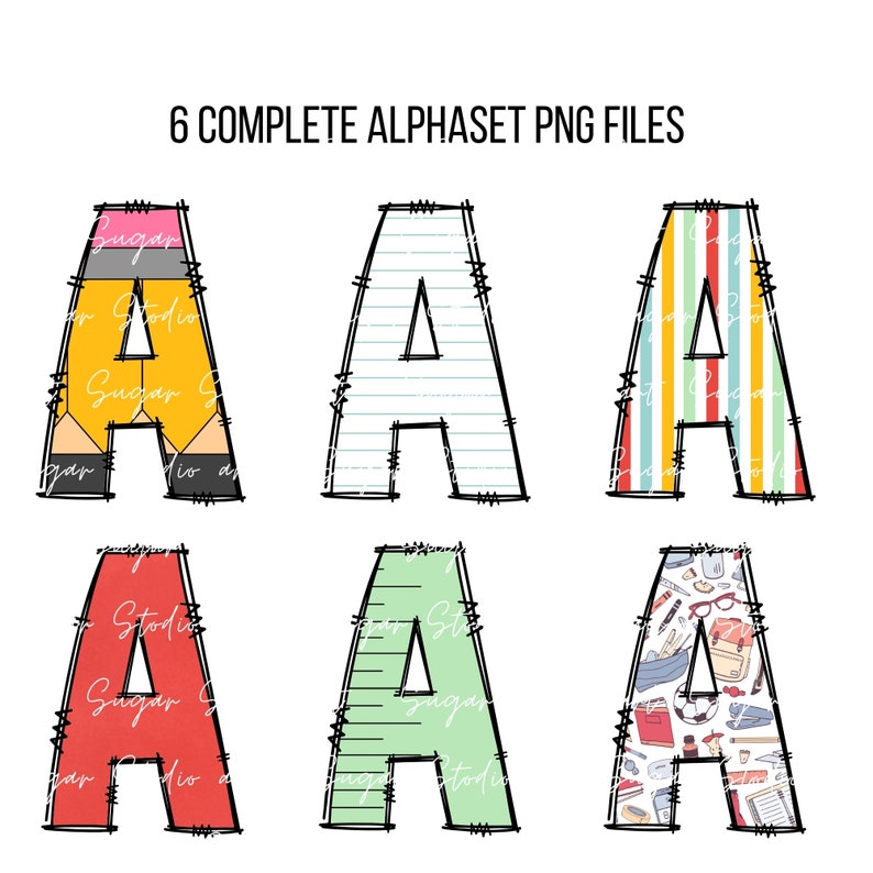 School Teacher Doodle Alphabet Bundle, Teacher PNG Letters, Numbers ...