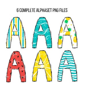 Summer Alphabet Letters PNG Bundle, Summer Clipart Png, Beach Doodle ...