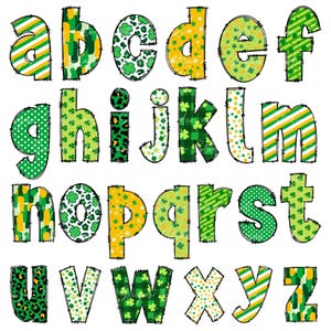 St.patrick Doodle Letters, Clover Alphabet PNG, St.patrick Day Clipart ...